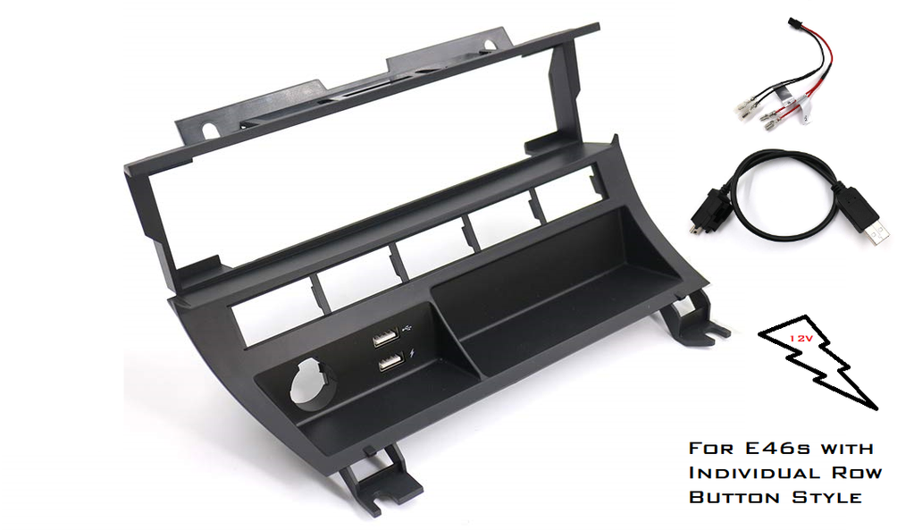BMW E46 A/C Control Relocation Bracket with Integrated USB Ports ...
